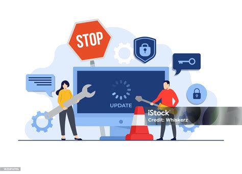System Maintenance Error Fixing Trouble Device Updating Software System Under Maintenance Vector