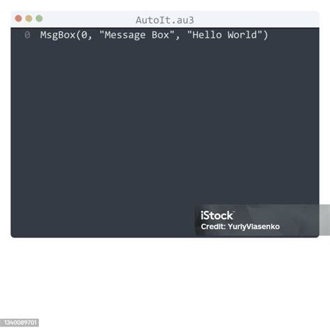 Contoh Program Autoit Language Hello World Dalam Ilustrasi Jendela Editor Ilustrasi Stok Unduh