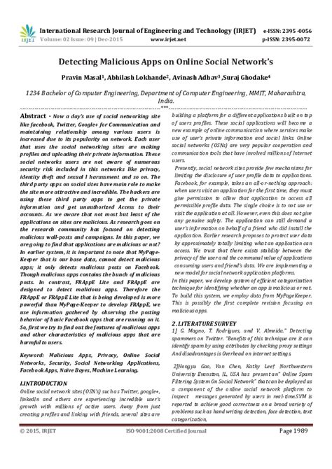 Pdf Detecting Malicious Apps On Online Social Networks