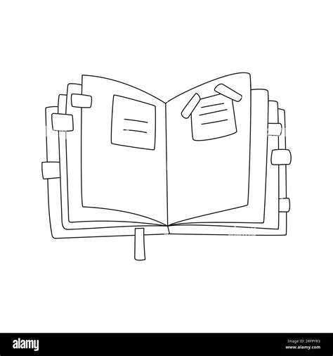 hand drawn open diary for memo notes planning with stickers and
