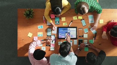 Top View Of Software Developer Writing Idea About Ux Ui Design Convocation Stock Footage