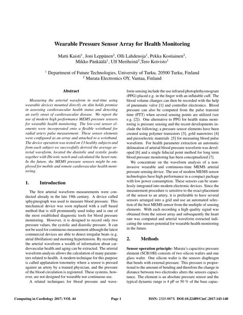 pdf wearable pressure sensor array for health monitoring