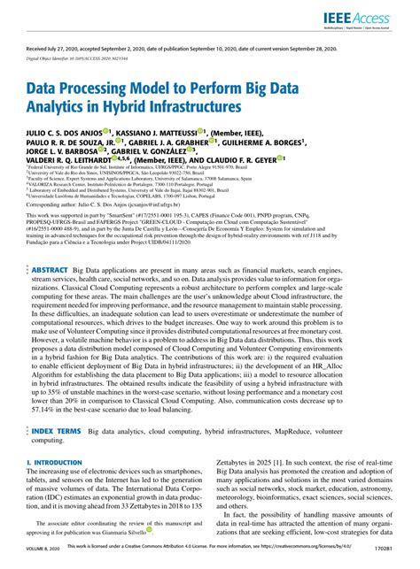 PDF Data Processing Model To Perform Big Data Analytics In Hybrid Infrastructures