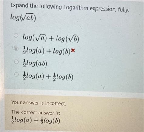 Solved Expand The Following Logarithm Expression Fully