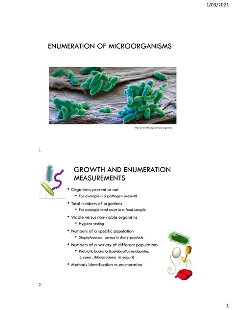 Week 1 Enumeration Measurments 2021pdf2 Enumeration Of Microorganisms Micro Organisms