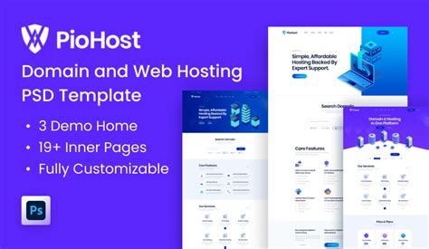 Piohost Domain And Web Hosting Psd Template Themepure