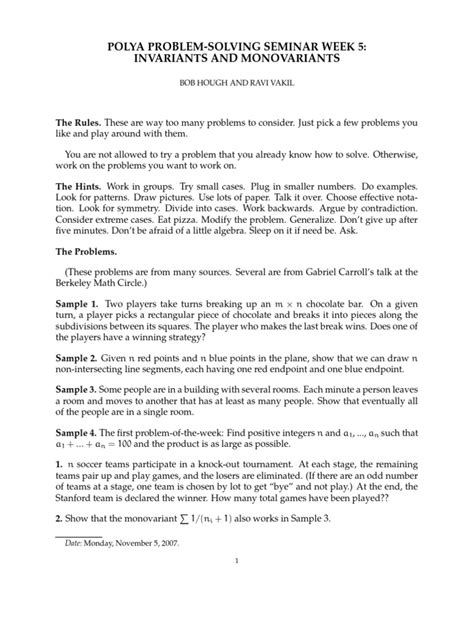 Invariant And Monovariant Download Free Pdf Combinatorics