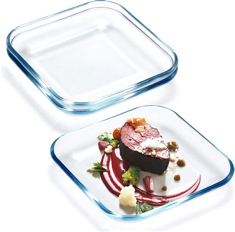 Nutriups 3 Pack 8 Inch Square Dessert Plates With Lipped