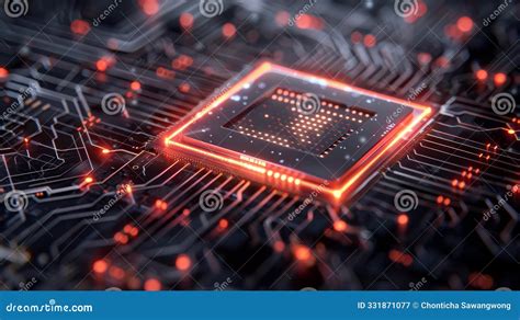 Processing Power Network Illustration Of A Circuit Board With Multiple Cpusai Generated