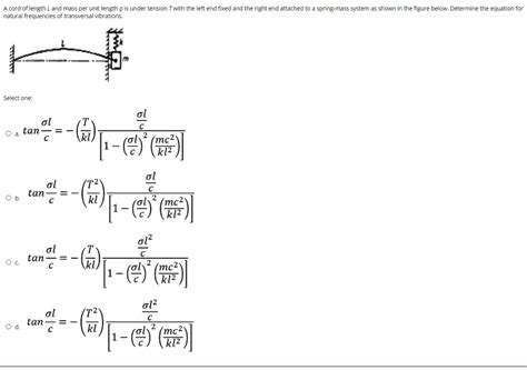 A Cord Of Length L And Mass Per Unit Length P Is Under Tension T With