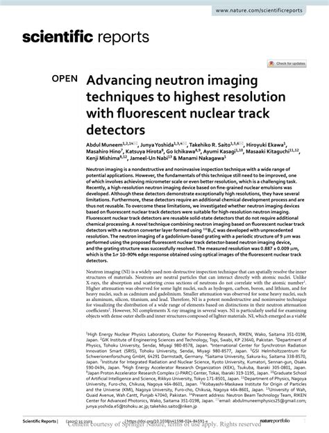 Pdf Advancing Neutron Imaging Techniques To Highest Resolution With Fluorescent Nuclear Track