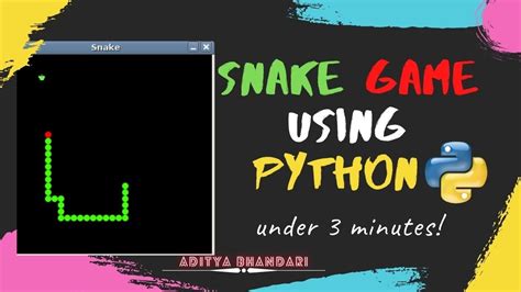 Snake Game Using Python In 3 Minutes 2020 Python3 Pygame