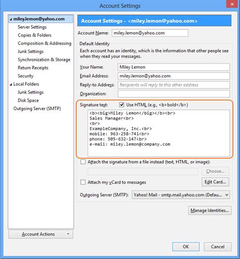 Html Email Signature Code Template How To Set Up Email Signature In Thunderbird Williamson