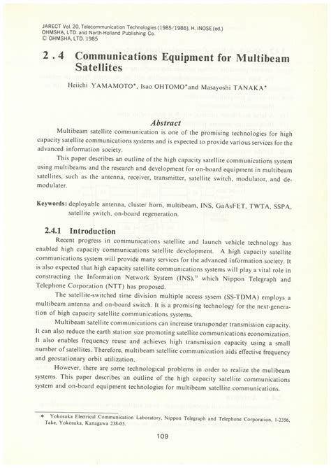 Pdf Communications Equipment For Multibeam Satellites
