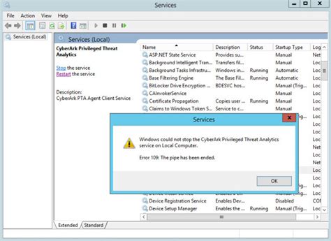 Error With Pta Agent Service Error 109 The Pipe Has Been Ended
