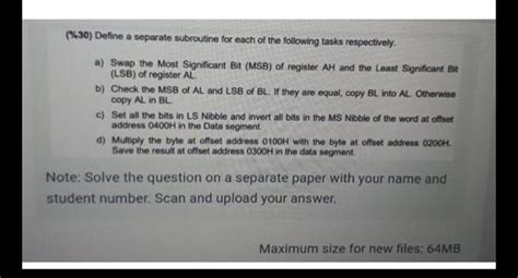 Solved 30 Define A Separate Subroutine For Each Of The