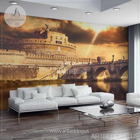 St Angel Castle Wall Mural Rome Castle Vintage Photo Mural Vintage
