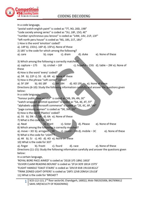 Coding Decoding New Pattern Pdf Linguistics Grammar