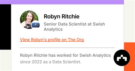 Robyn Ritchie Senior Data Scientist At Swish Analytics The Org