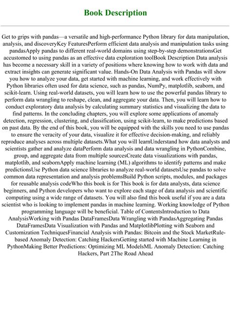 Hands On Data Analysis Wi