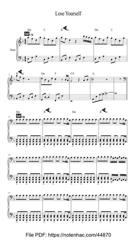 Lose Yourself Level Intermediate Download Piano Sheet Free Pdf