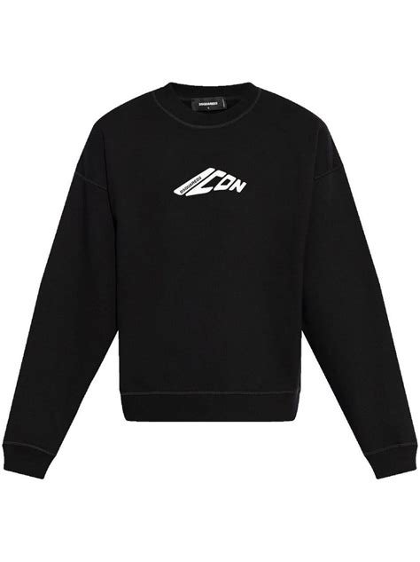 Dsquared2 Black Cotton Graphic Print Sweatshirt Mens