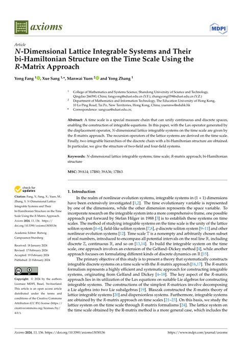 Pdf N Dimensional Lattice Integrable Systems And Their Bi Hamiltonian Structure On The Time