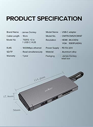 Usb C Hub James Donkey Usb C Docking Station In Triple Display Usb Type C Adaptor With Hdmi