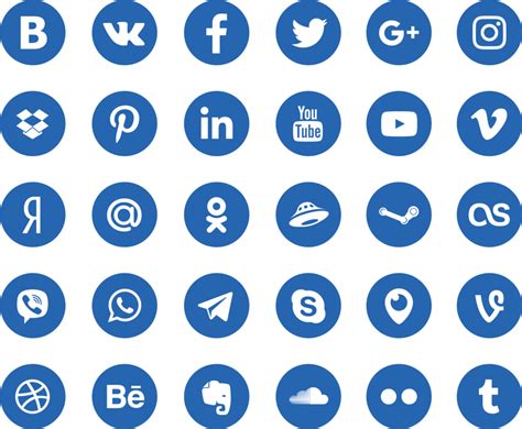 Иконки для социальных сетей Набор однотипных Social иконок — Prog Time