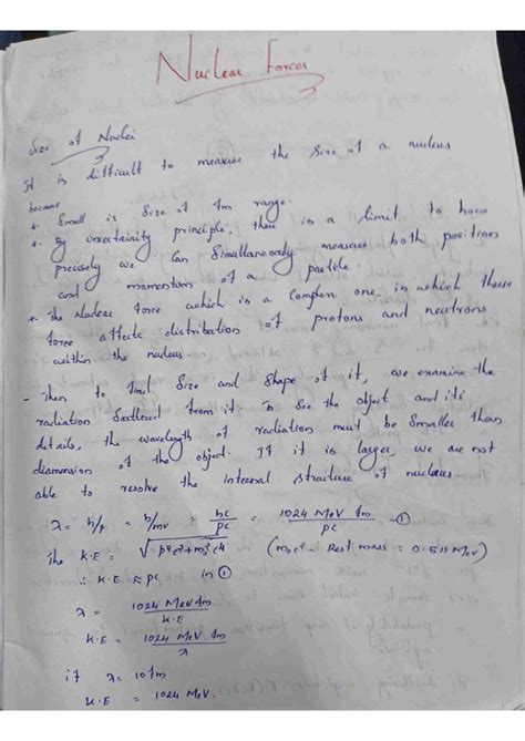 Nuclear Physics Lecture Notes Nuclear Forces It Is Difficult To Measure The Size 1 A Nudeus