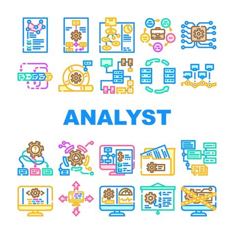 Premium Vector System Analyst Data Business Icons Set Vector