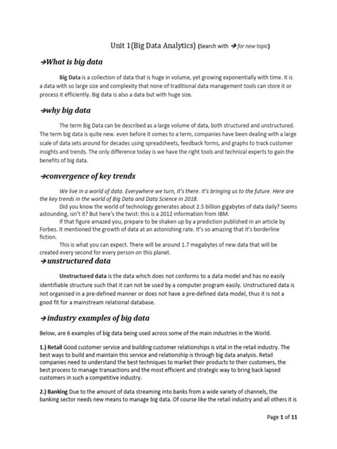 Unit 1 Big Data Analytics Pdf Apache Hadoop Big Data
