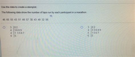 Solved Question Statistics Use The Data To Create A Stemplot The