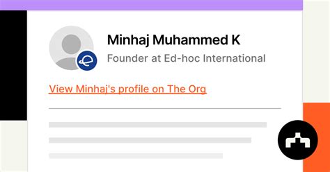 Minhaj Muhammed K Founder At Ed Hoc International The Org
