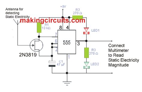 Static Electricity Detector Meter Circuit