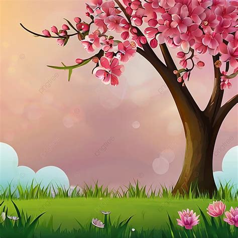 Spring Landscape Background Tung Blossom Spring Flower Meadow
