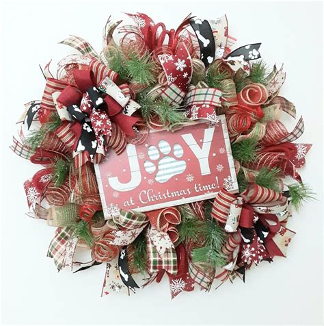 Christmas Dog Wreath Christmas Welcome Wreath Dog Holiday - Etsy