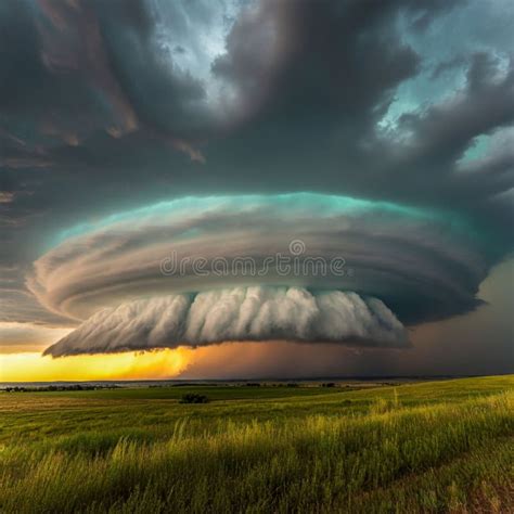 Thunderstorm Supercell With Giant Lightning Over Desert Made With