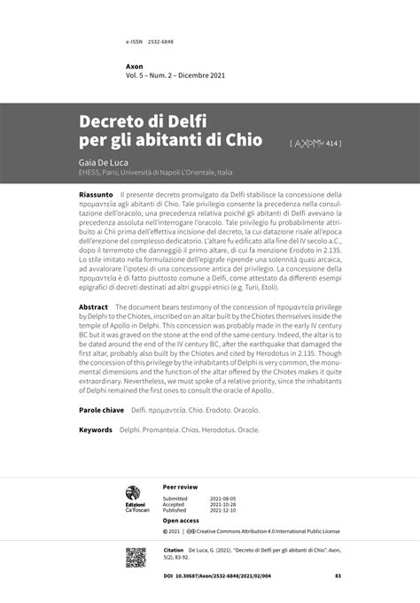 Pdf Decree Of Delphi For The Inhabitants Of Chios
