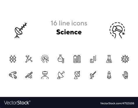 Science Line Icon Set Royalty Free Vector Image