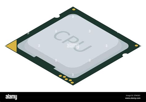 Isometric Pc Processor Isolated On White Vector Illustration Of