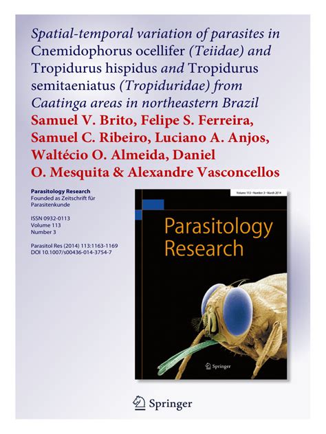 Brito 2014 Spatial Temporal Variations Parasite Abundance Pdf Foraging Ant