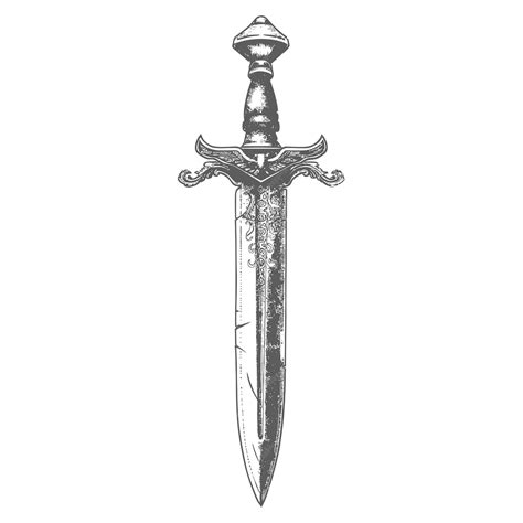 Premium Vector Ancient Dagger Weapon With Engraving Style