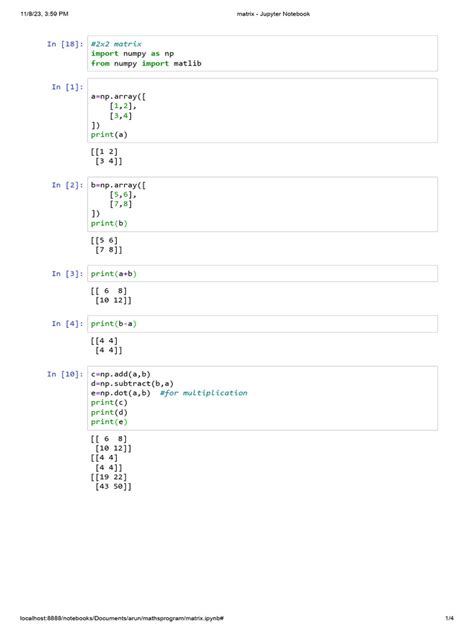 Matrix Jupyter Notebook Pdf Matlab Determinant