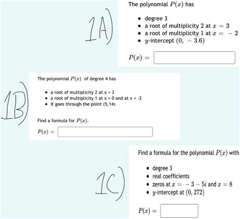 solved the polynomial p x has degree 3 a root of multiplicity 2 at x