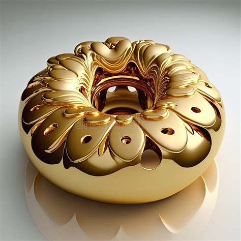 Perfect Golden Donut With Glaze And Sprinkles On Gold Background Ai