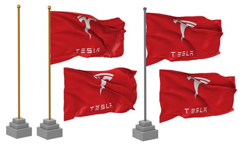 Tesla Inc Flag Waving Different Style With Stand Pole Isolated 3d Rendering 32064112 Png