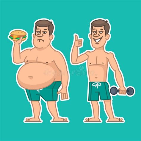 Dikke En Dunne Mensenkarakters Vector Illustratie Illustration Of Volwassen Illustratie 50780061