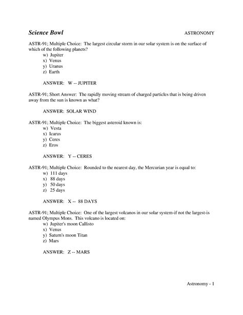 97 Astr Astrophysics And Astronomy Multiple Choice Questions Astr
