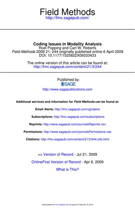 Pdf Coding Issues In Modality Analysis